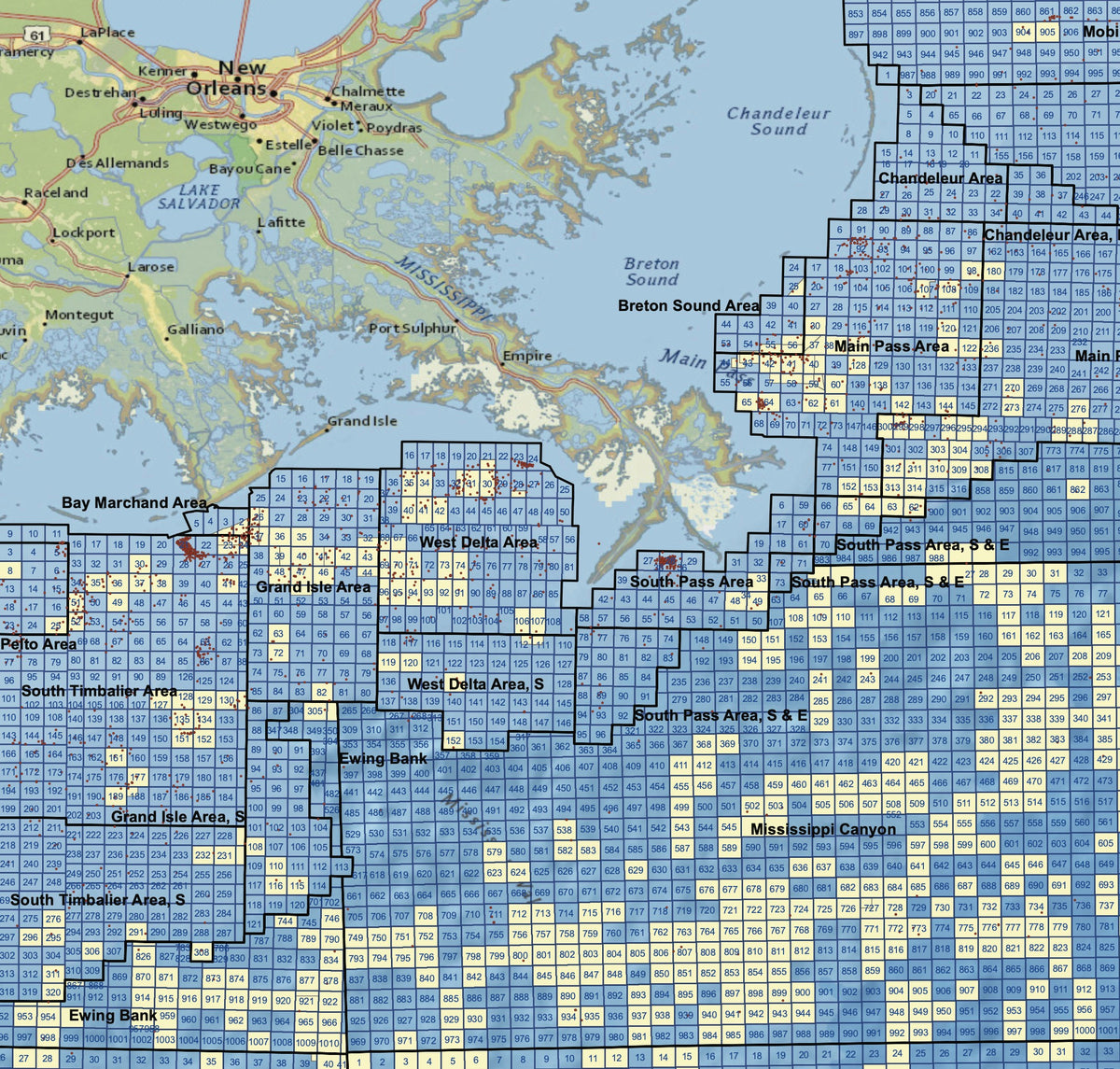 Gulf Coast Oil & Gas Map - Blocks – Houston Map Company