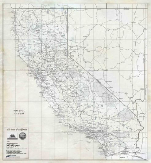 California Rustic Wall Map – Houston Map Company