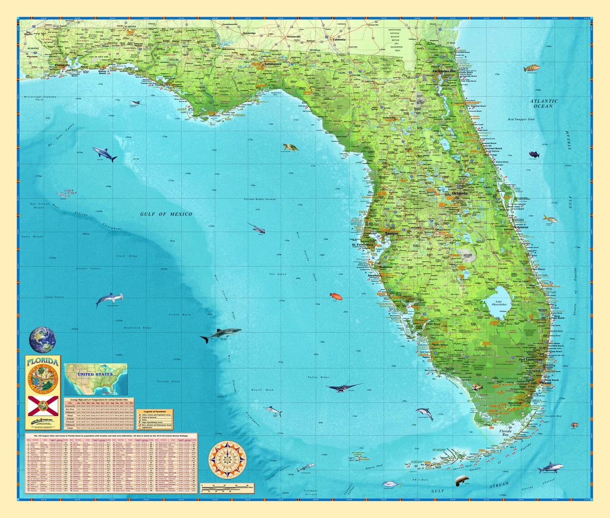 Florida Wall Map – Houston Map Company