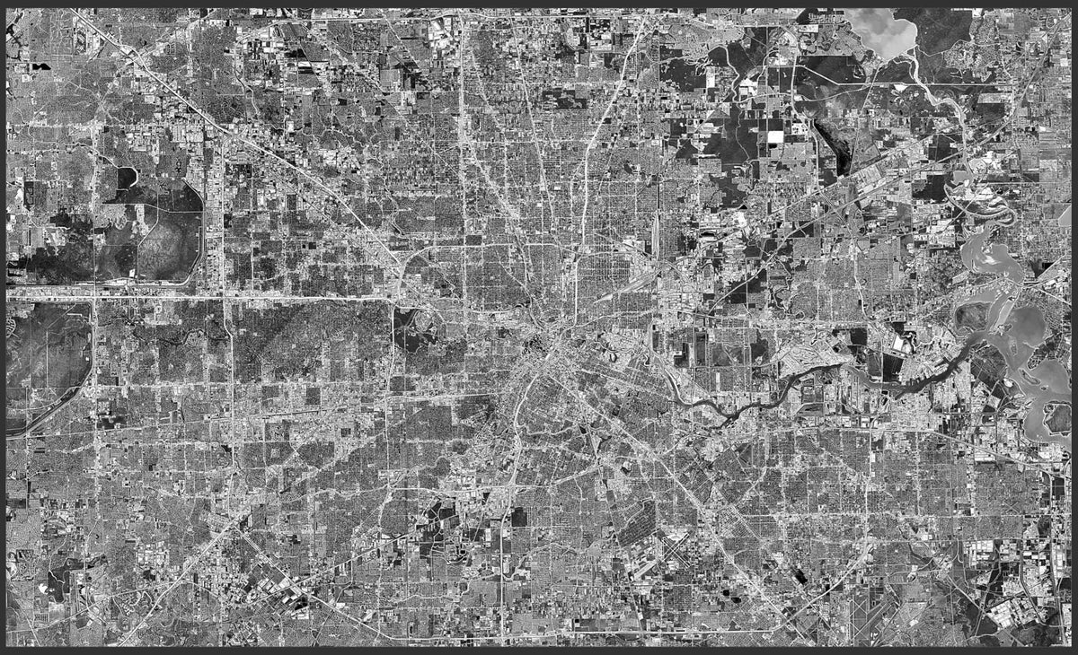 Houston Aerial Black & White 2020 – Houston Map Company