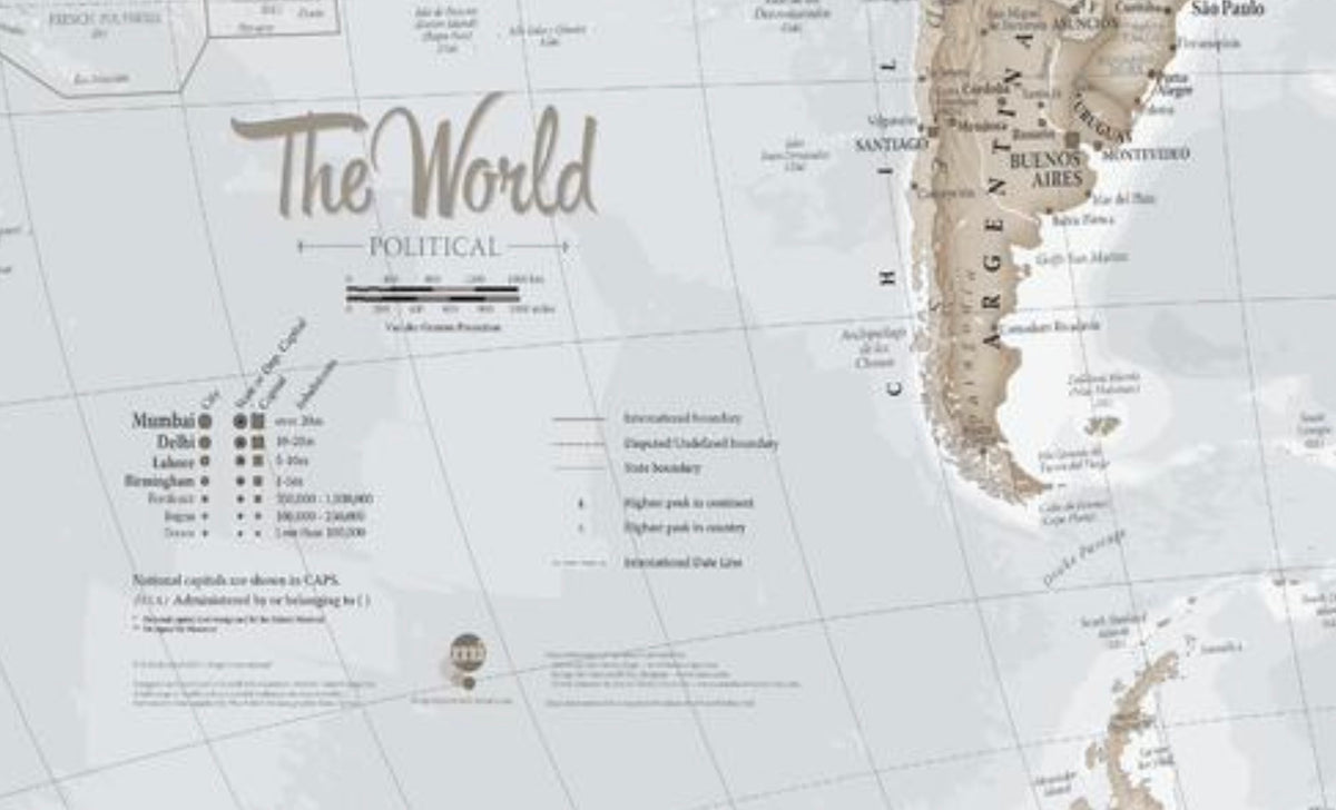 World Map - Neutral World as Art – Houston Map Company