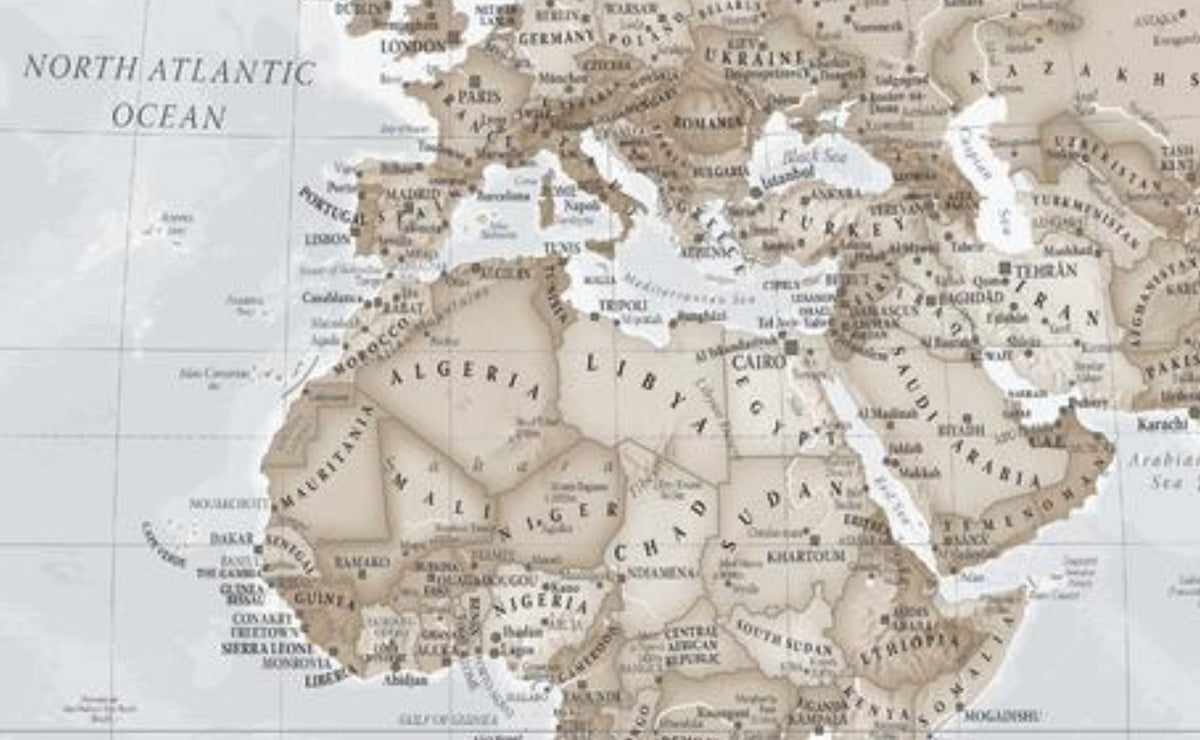 World Map - Neutral World as Art – Houston Map Company