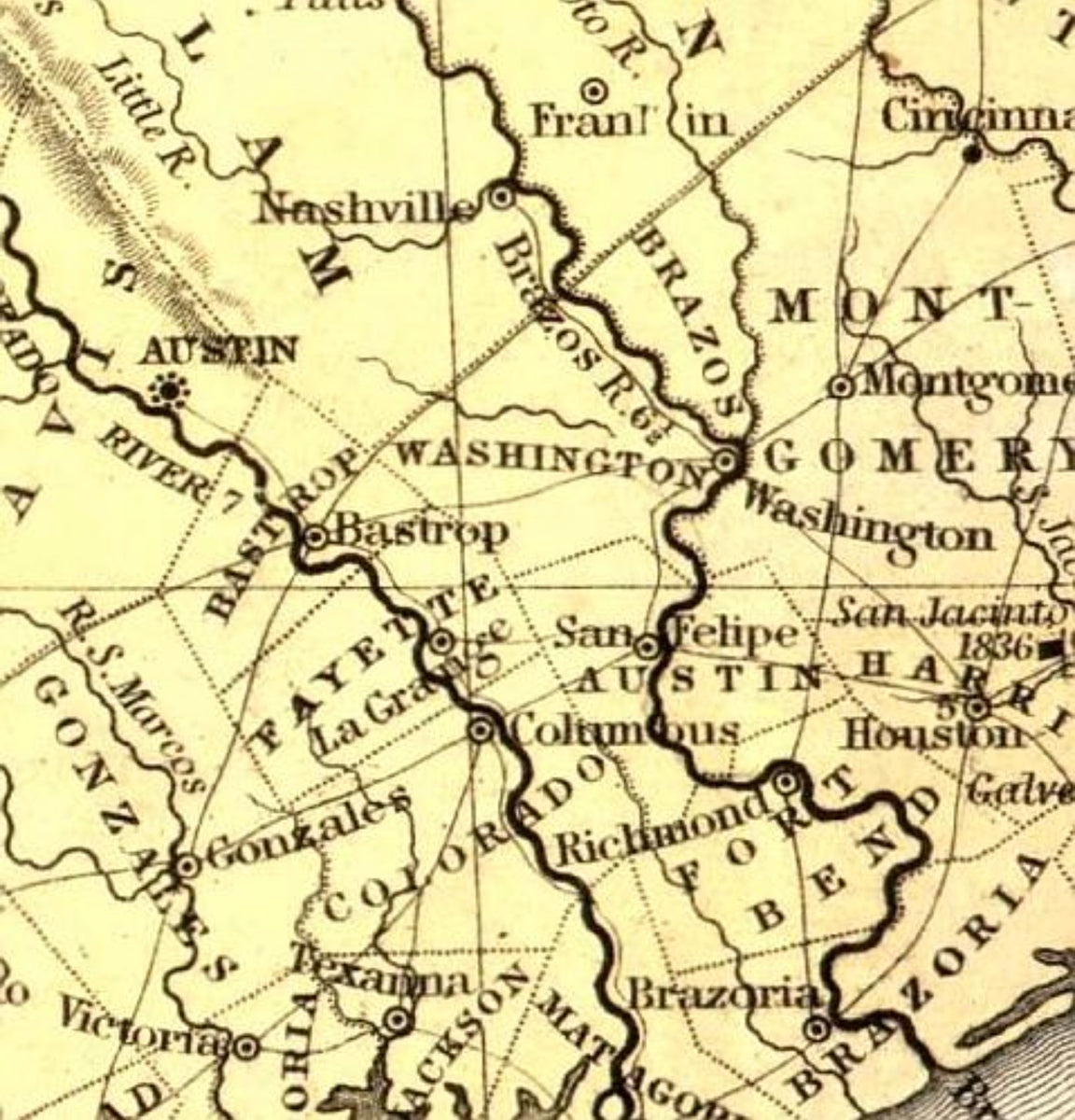 1846 Texas "Stovepipe" Map – Houston Map Company