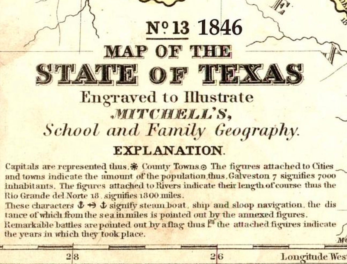 1846 Texas "Stovepipe" Map – Houston Map Company