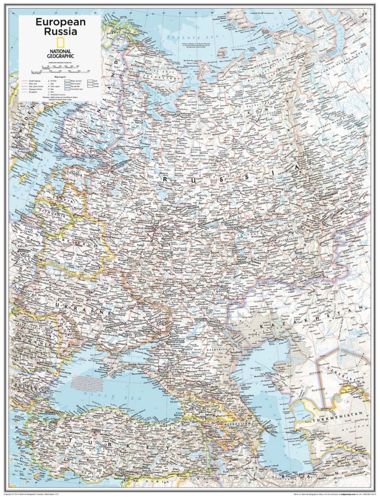 European Russia - Regional Map with Ukraine, Belarus, Turkey – Houston ...