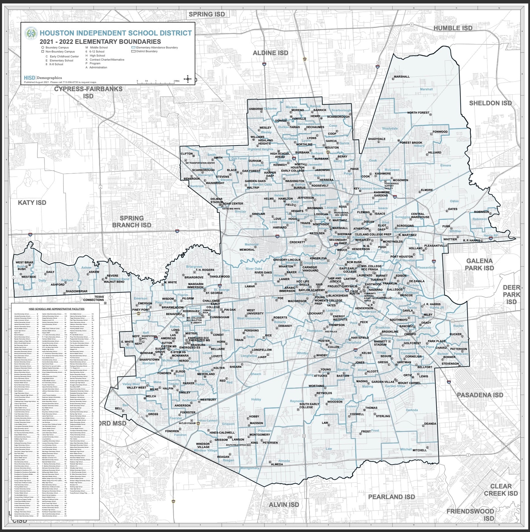 2022 HISD - Houston ISD Wall Map – Houston Map Company