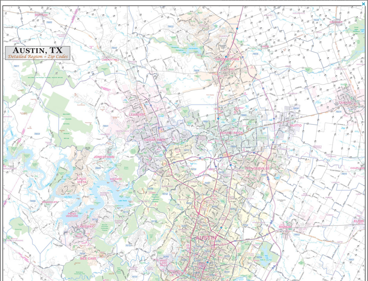 Austin Wall Map – Houston Map Company