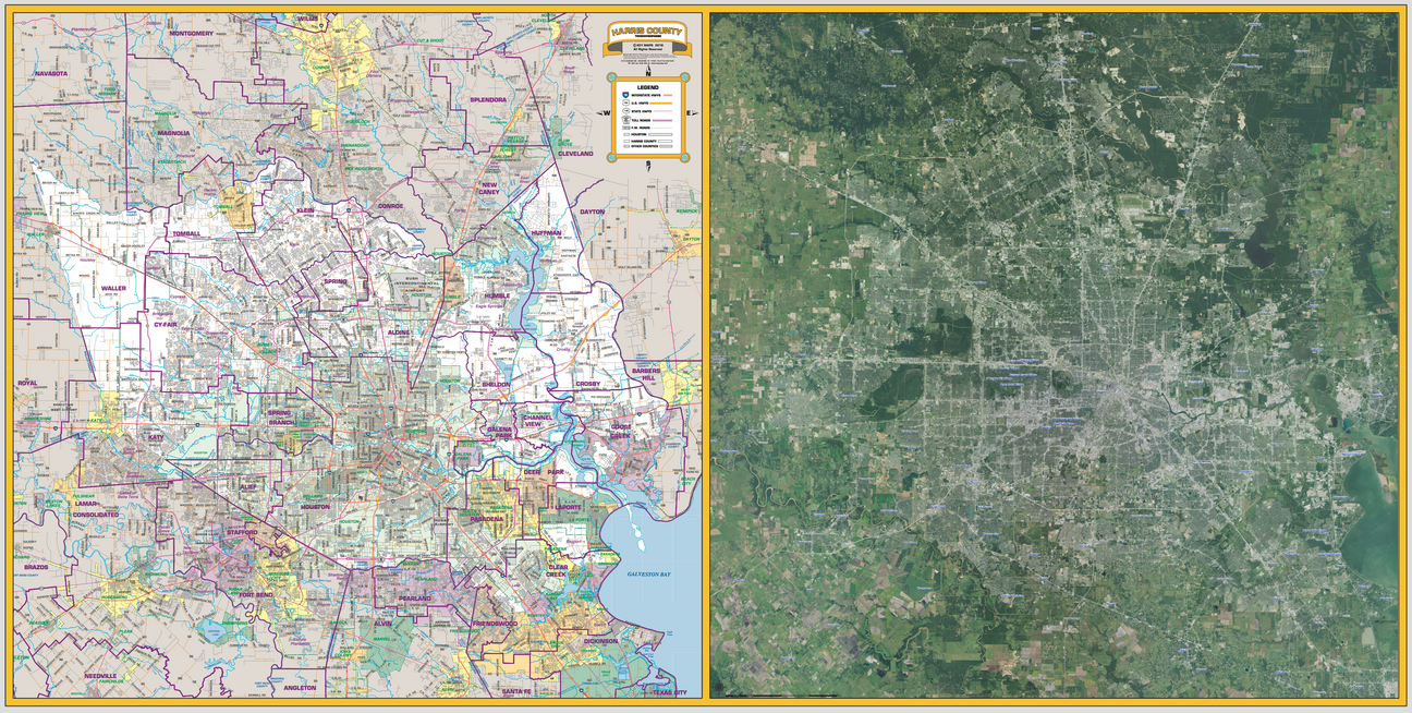 Harris County - School Districts - Double View – Houston Map Company