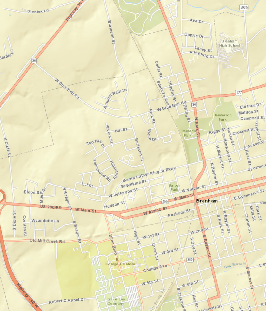 Brenham Texas Mini-Map – Houston Map Company