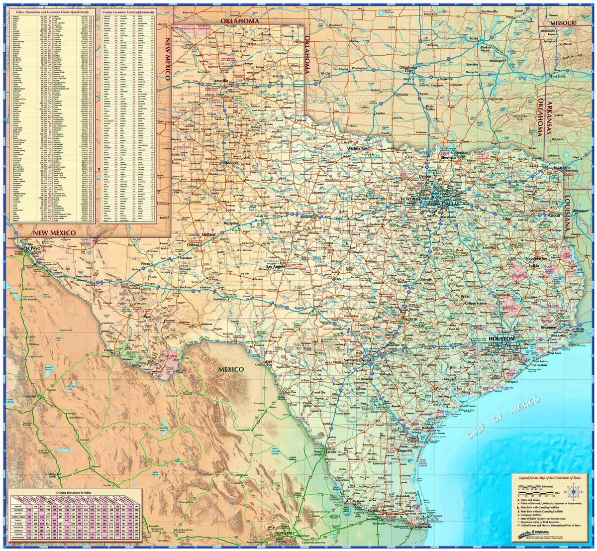 Texas Wall Map - 2018 – Houston Map Company