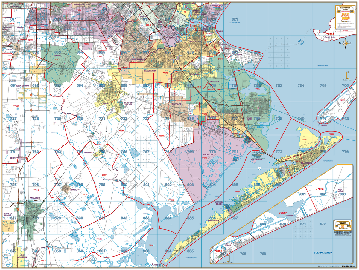 Galveston County Wall Map – Houston Map Company