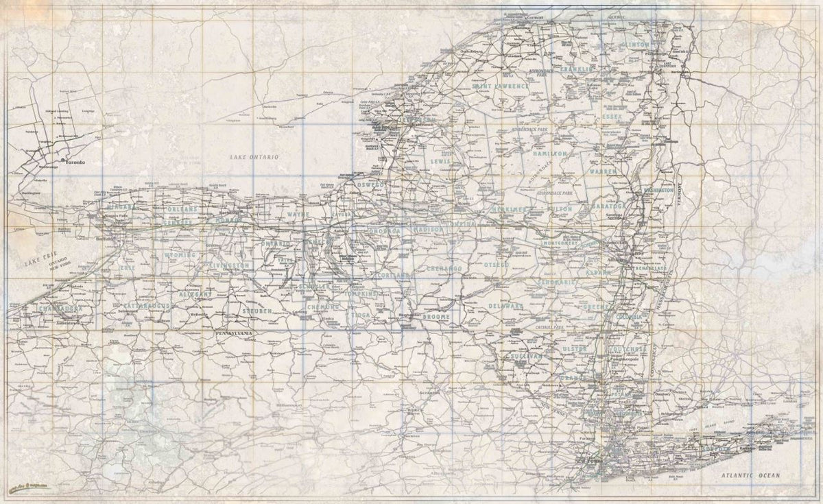 New York Rustic Wall Map – Houston Map Company