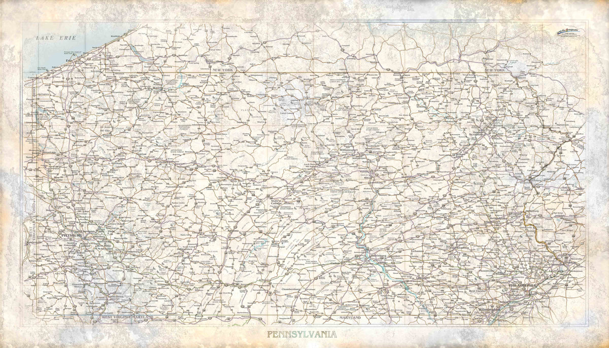 Pennsylvania Rustic Wall Map – Houston Map Company